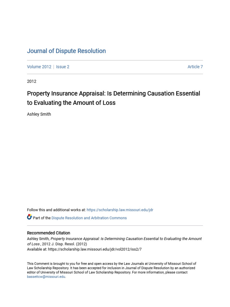 Property Insurance Appraisal Causation Issues | PDF | Insurance ...