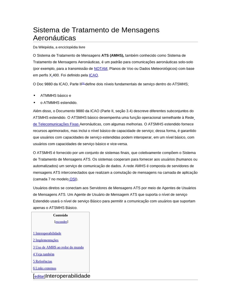 Sistema de Manuseio de Mensagens Aeronáuticas | PDF | Modelo OSI | Rede ...