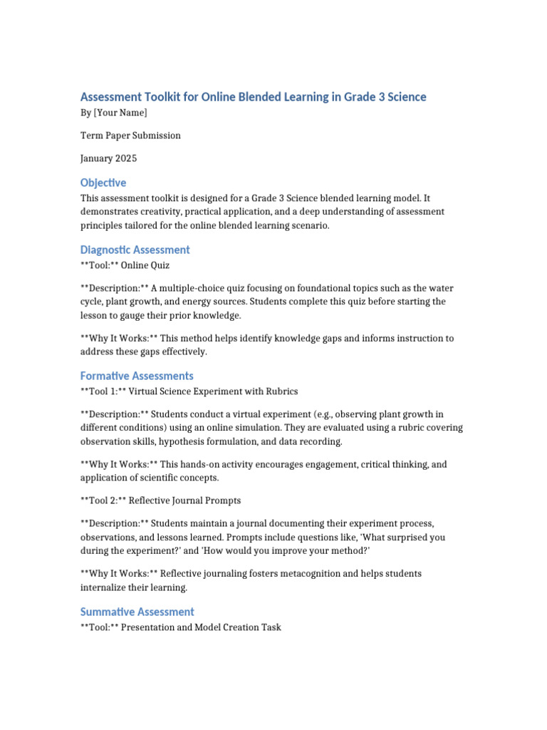 Assessment Toolkit Grade3 Science | PDF | Educational Assessment | Learning