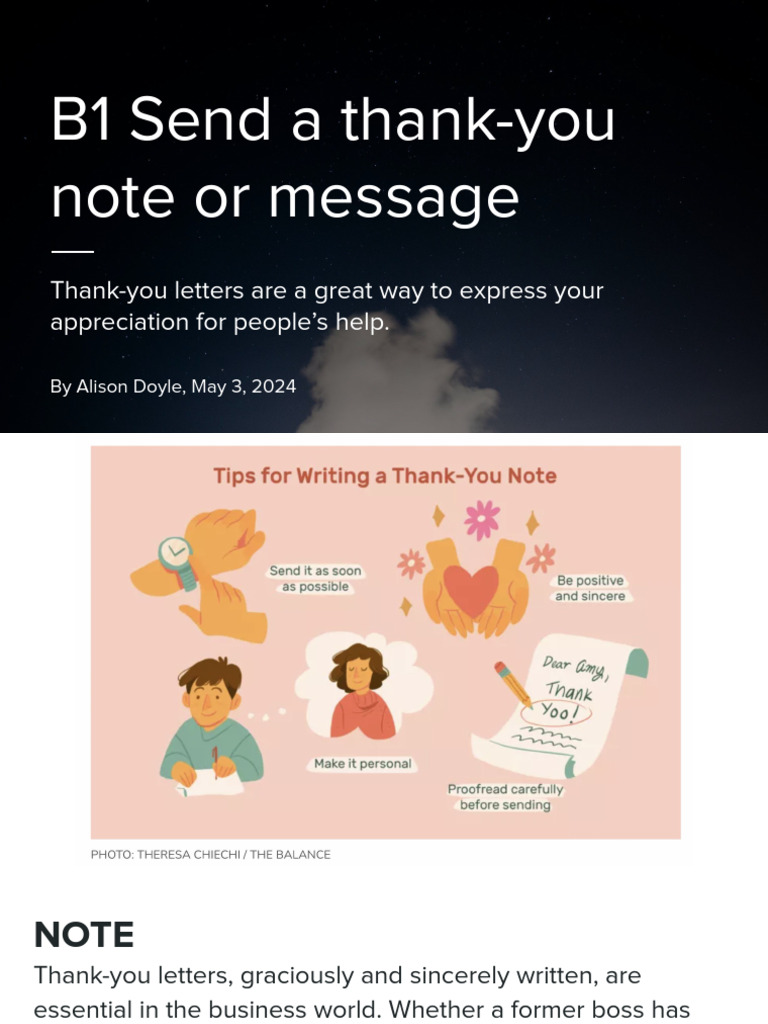 B1 Send A Thank-You Note or Message | PDF | Communication | Human ...