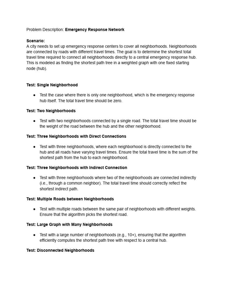 Problem Description - Emergency Response Network | PDF | Graph Theory ...