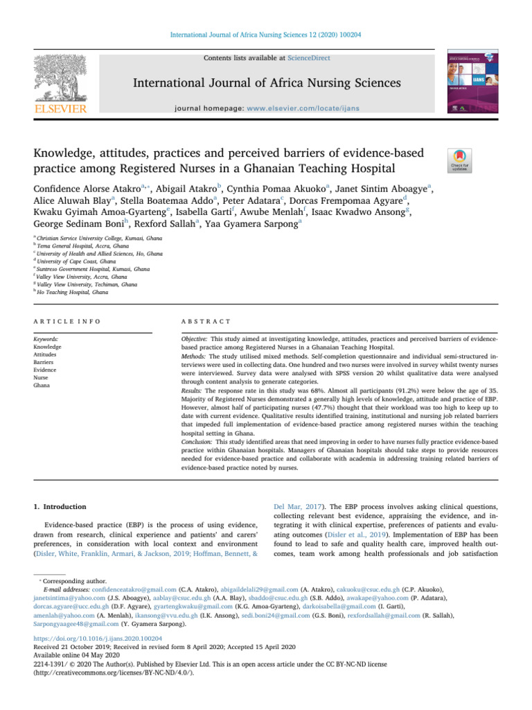 Knowledge, attitudes, practices and perceived barriers of evidence-based practice among ...