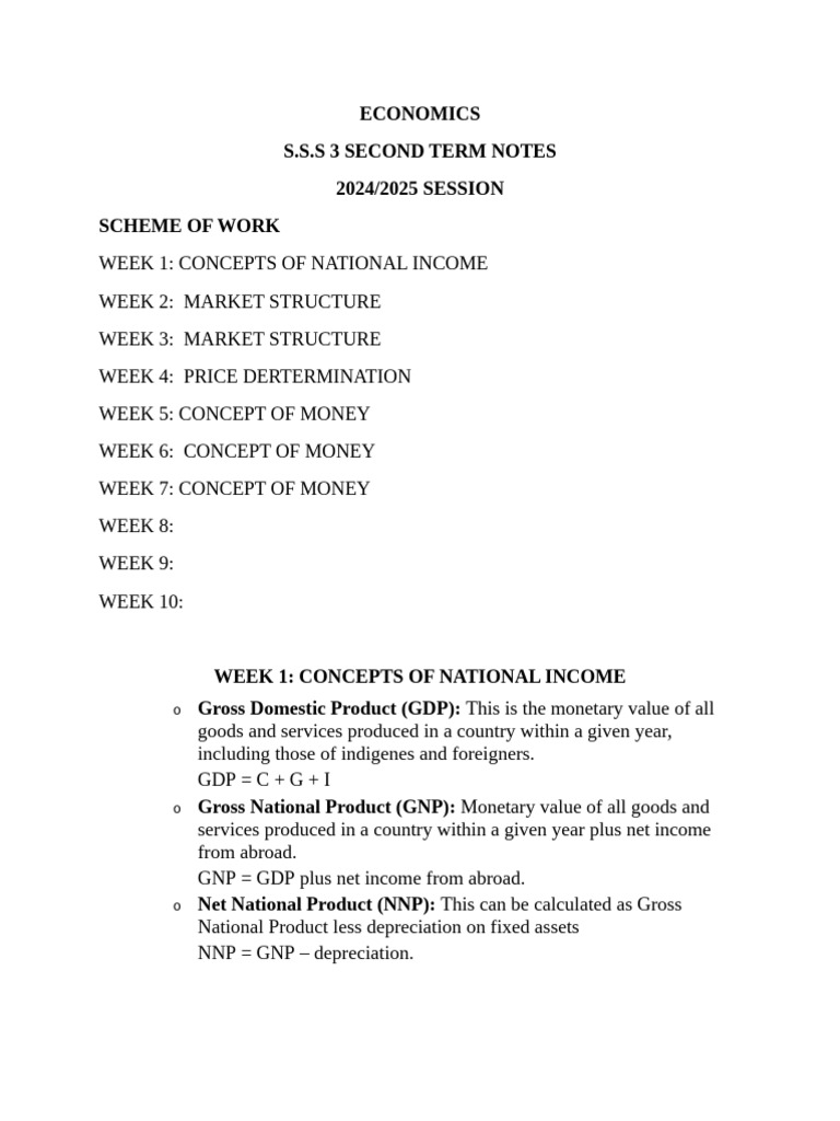 Ss3 Economics Easter Term Note | PDF | Money | Inflation