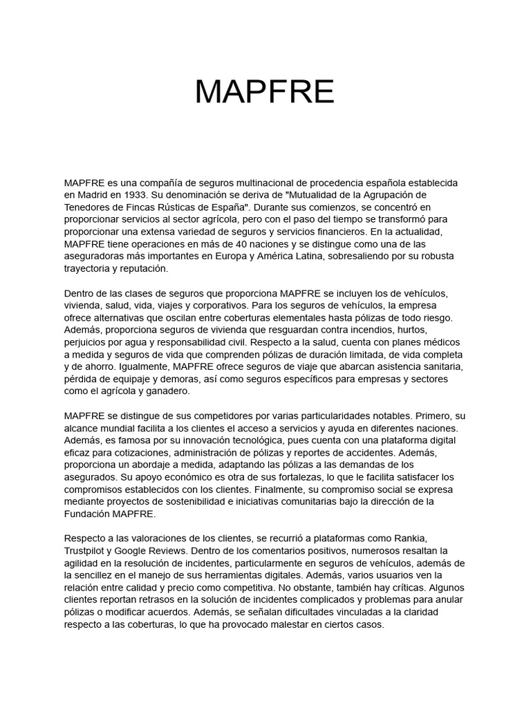 MAPFRE | PDF | Seguro | Póliza de seguros