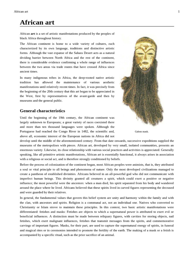 African Art Wiki | PDF | Africa | Sub Saharan Africa