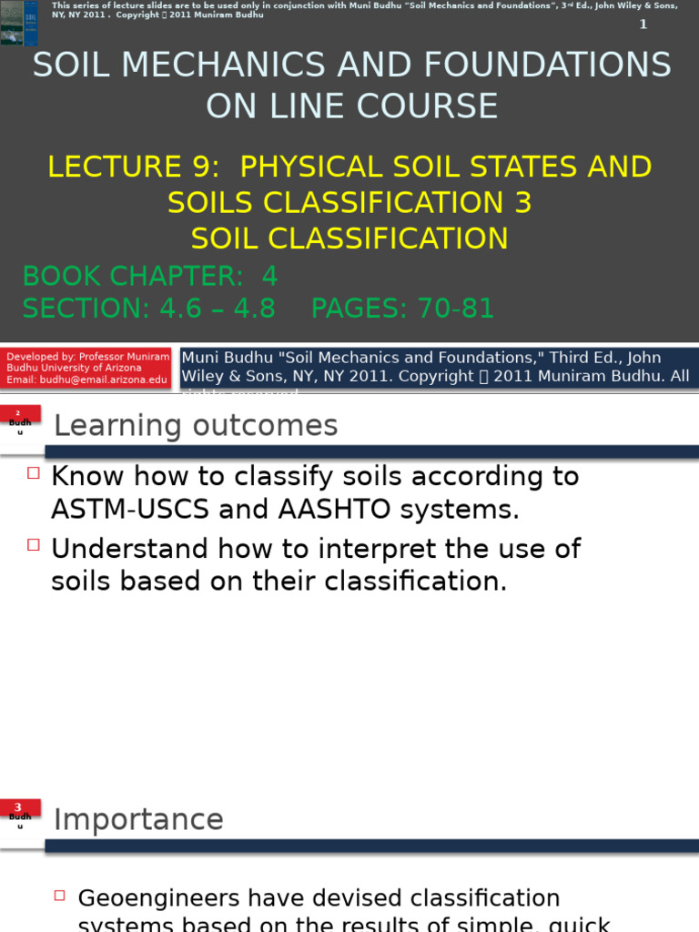 Lecture 9 Physical Soil States Soil Classification 3 | PDF | Silt | Sand