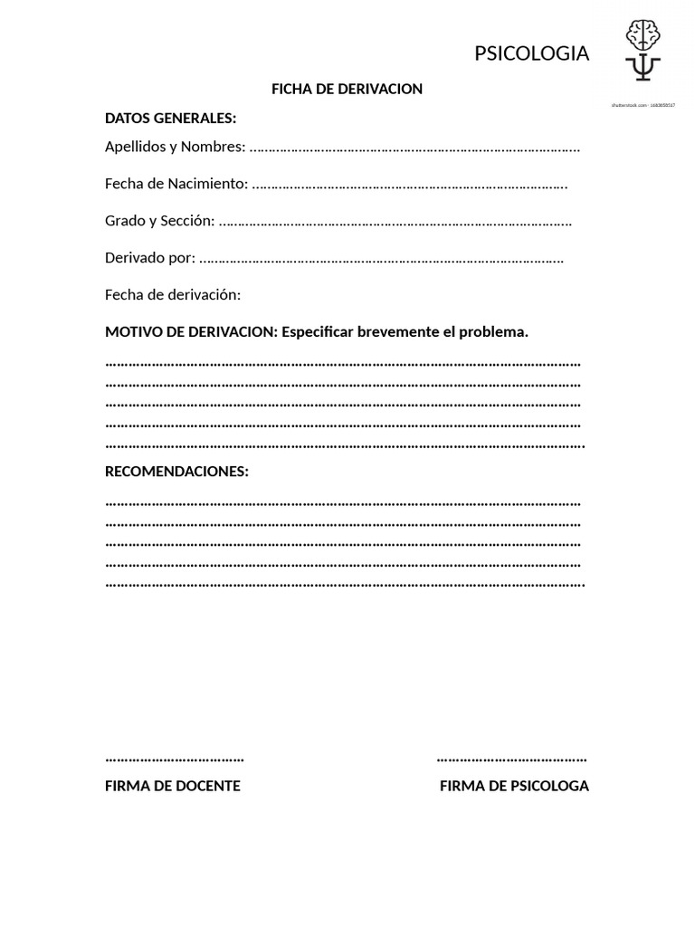 Ficha de Derivacion | PDF