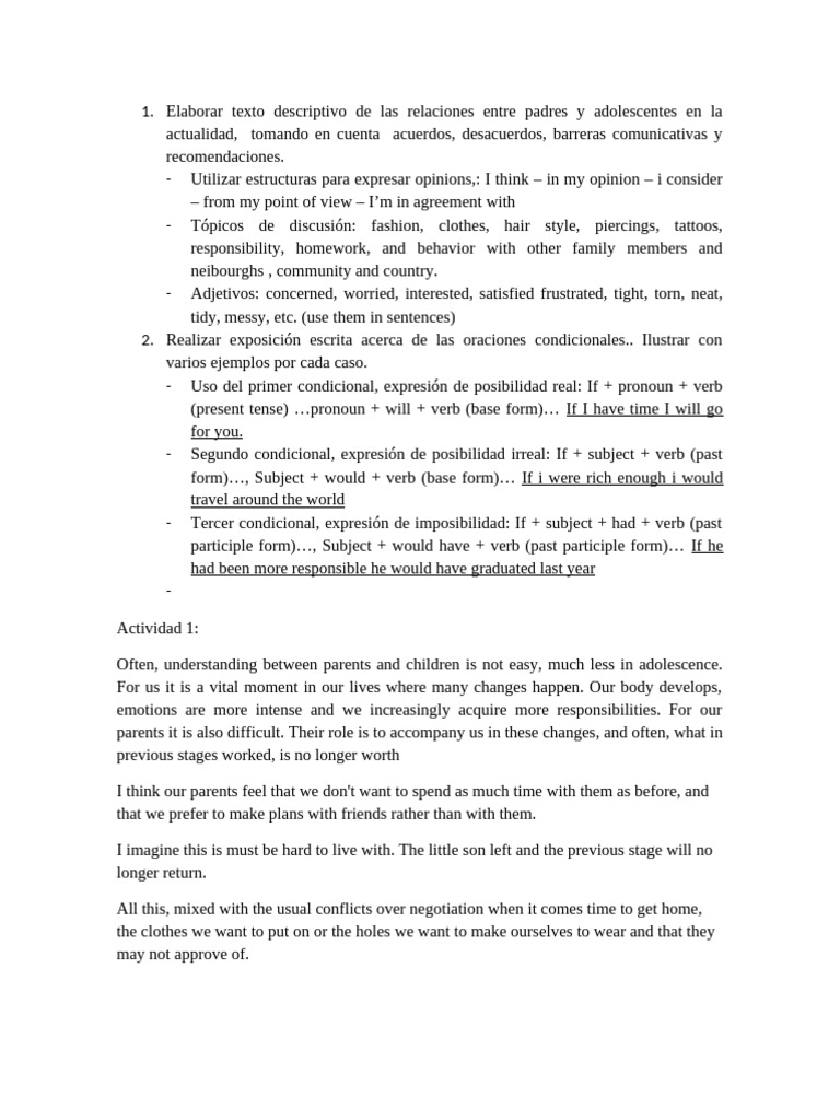 Terminado - INGLÉS ACT 1 Y 2 | PDF | Verb | Language Mechanics