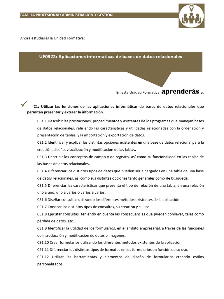 UF0322 Objetivos y Contenidos | PDF | Bases de datos | Datos