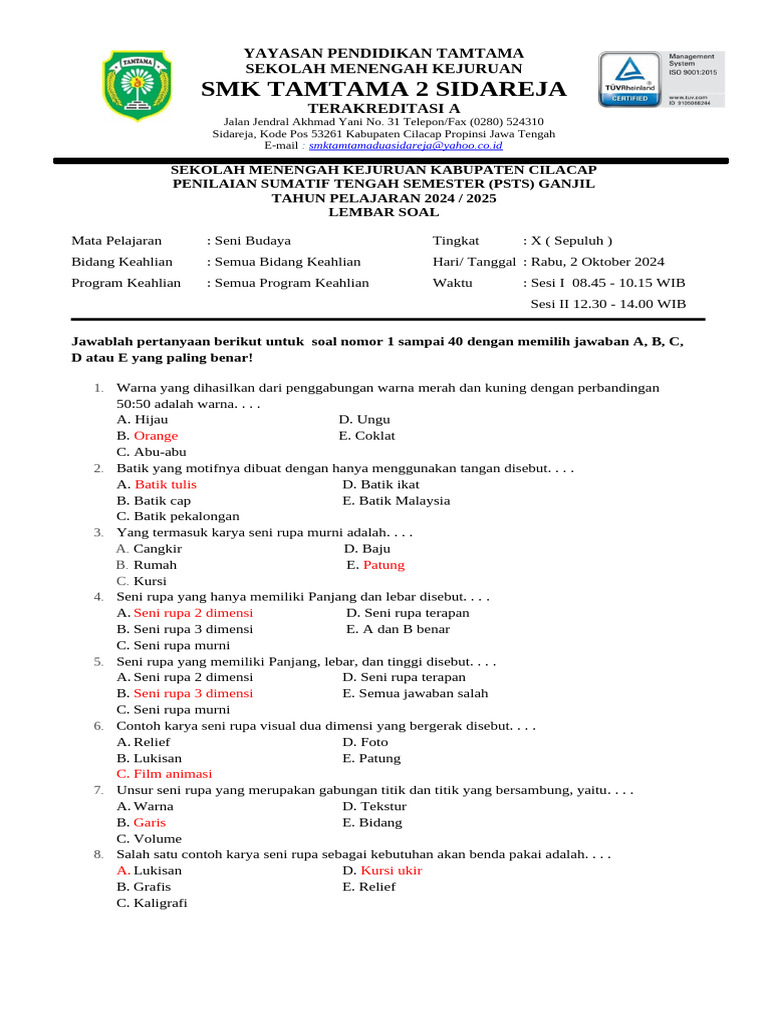 Soal SBD Tengah Ganjil 2024-2025 | PDF