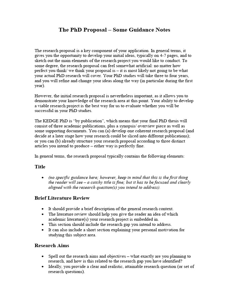 PHD Proposal - Guidance Document | PDF | Methodology | Science