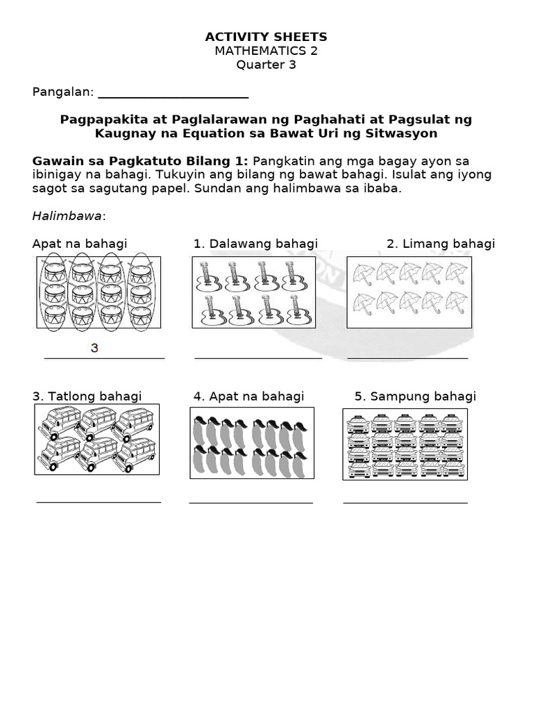 MATHEMATICS 2 Activity Sheet Q3 W1 | PDF