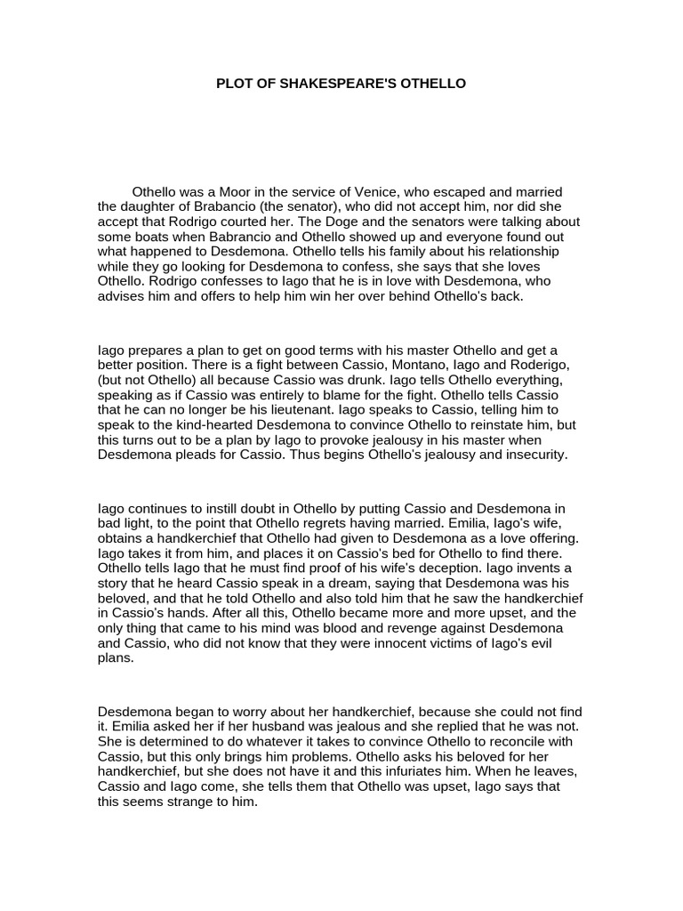 Argument of Othello by Shakespeare | PDF | Othello | Iago