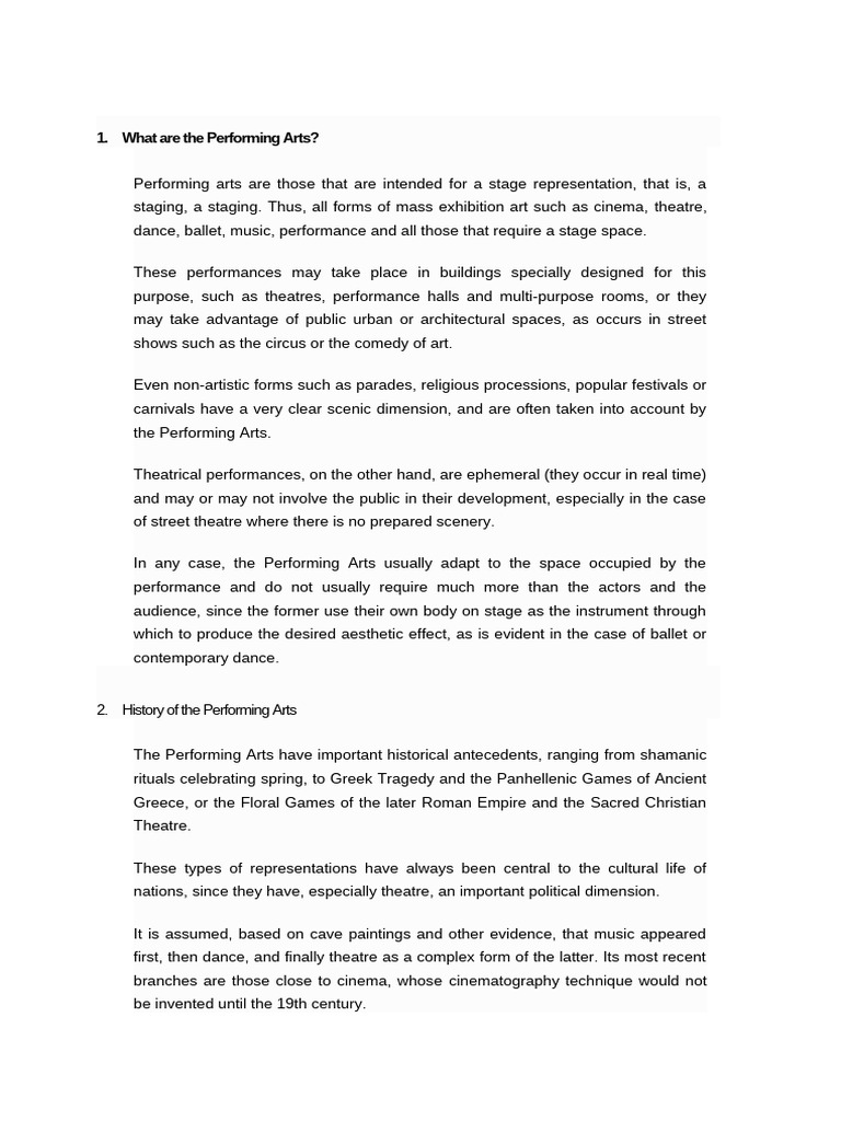 Performing Arts | PDF | Theatre | Performing Arts