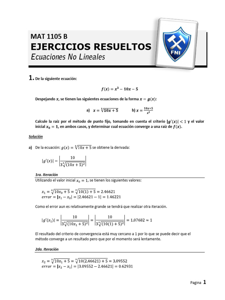 Ejercicios Resueltos | PDF | Ecuaciones | Análisis numérico