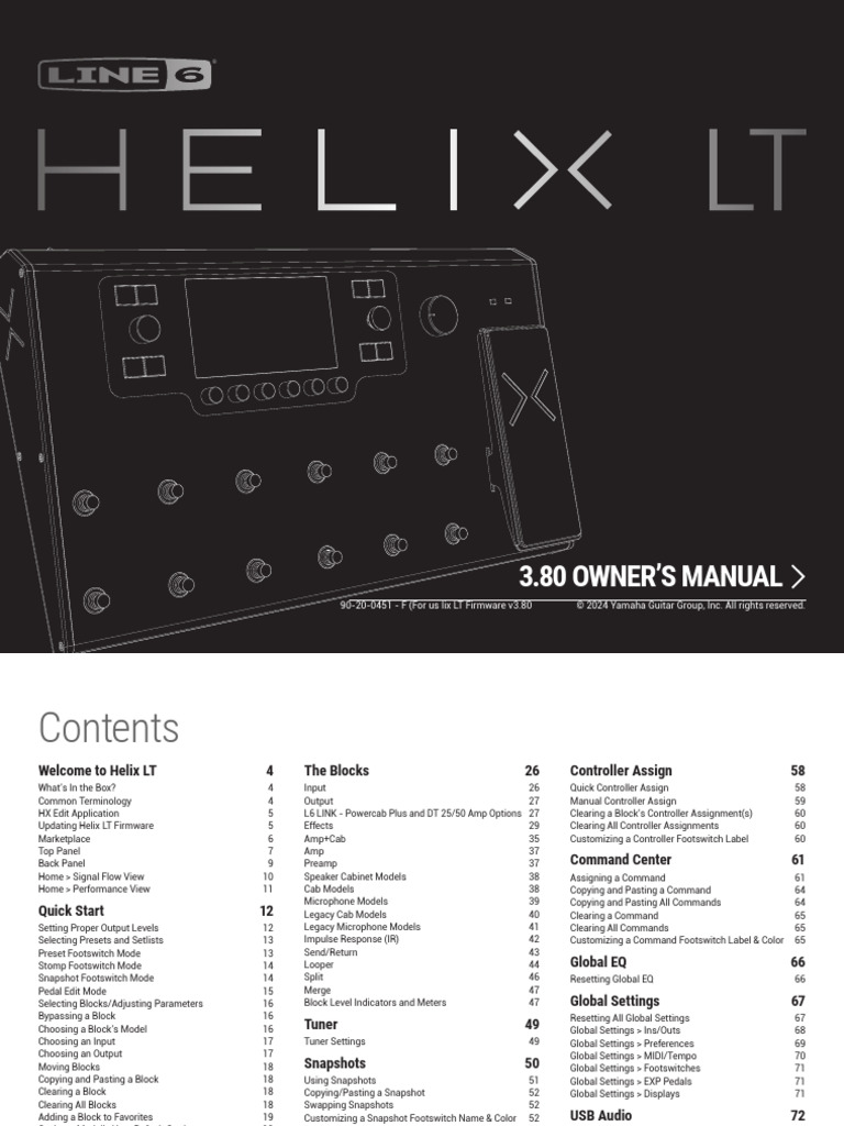 Helix LT Owner's Manual v3.80 | PDF | Sound Technology | Electronics