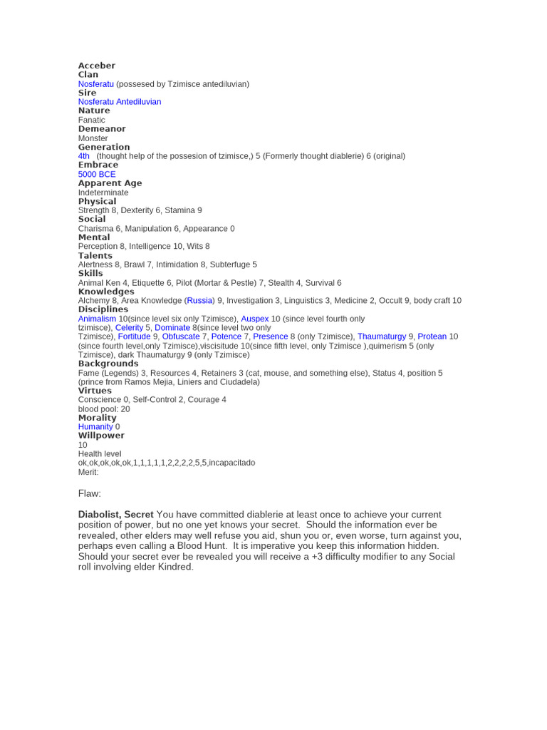 Acceber (possesed nosferatu girl) | PDF