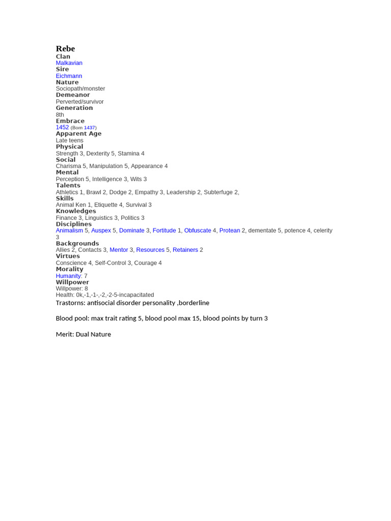 Malkavian Vampire Character Profile | PDF