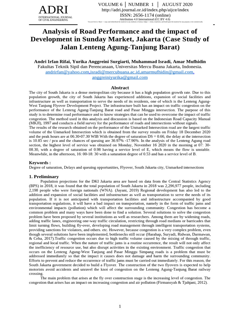 Jakarta Road Traffic Analysis | PDF | Traffic Congestion | Traffic