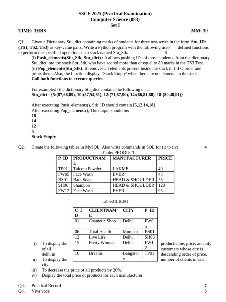 CS SSCE Practical 2025 | PDF | Computer Data | Computing