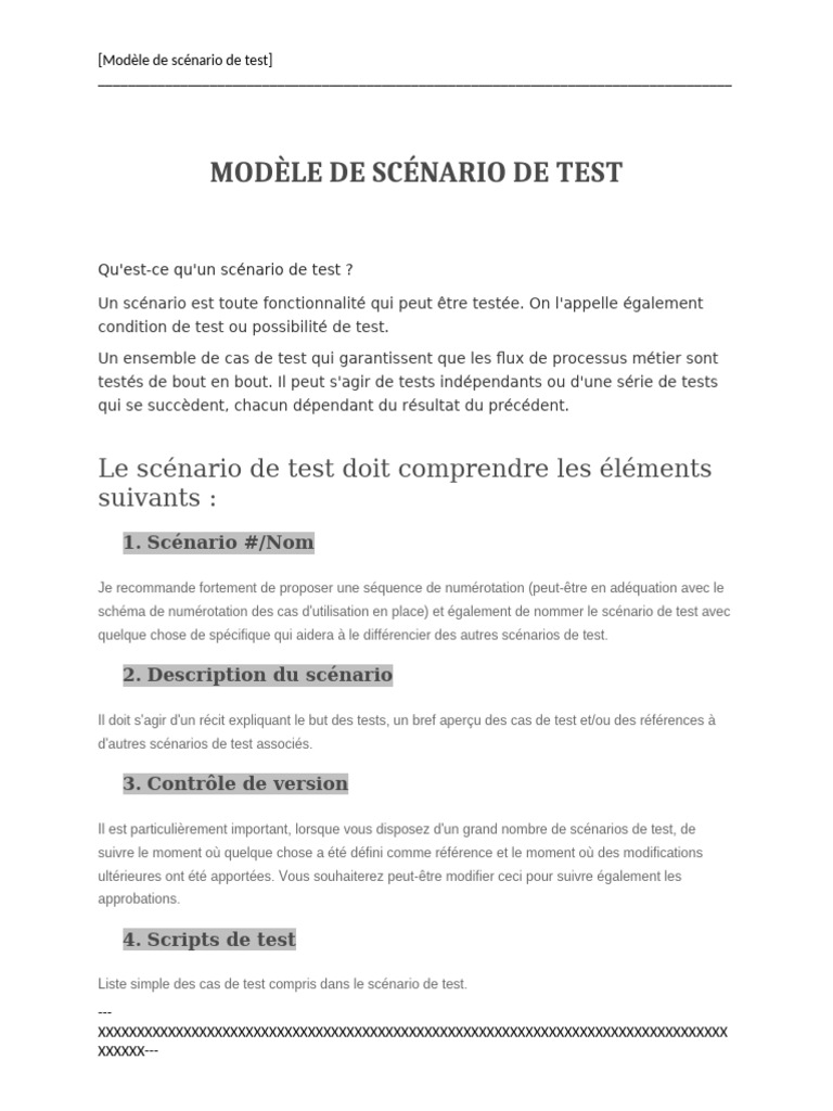 Modèle de Scénario de Test Fonctionnel | PDF | Cas d'utilisation | Scénario