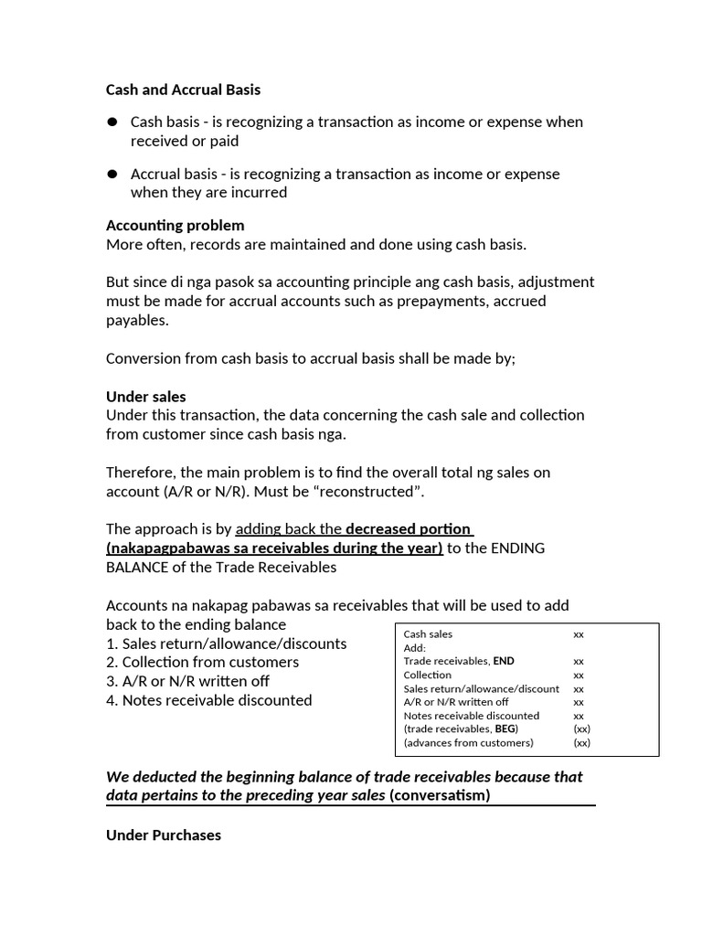 Cash and Accrual Basis | PDF | Accrual | Deferral