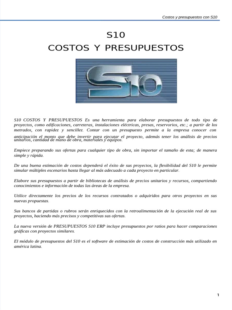 Presupuestos Eficientes con S10 ERP | PDF | Presupuesto | Botón ...