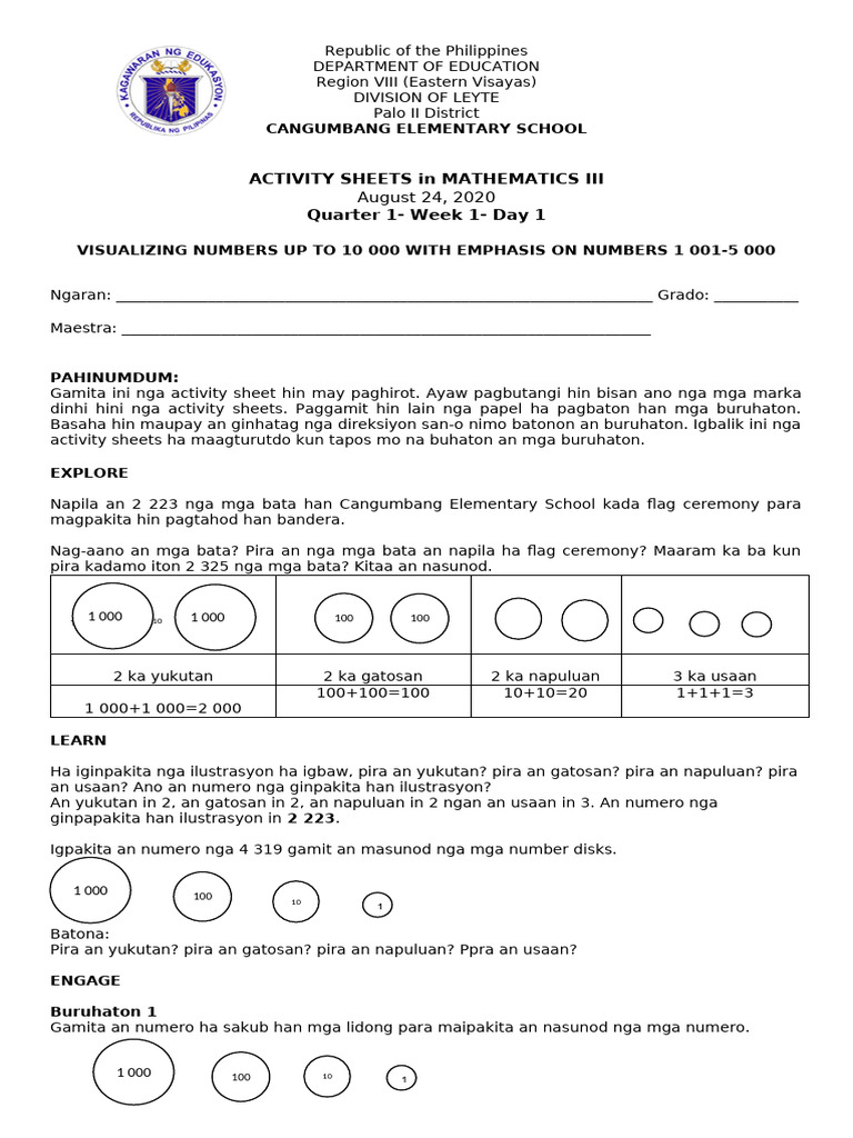 Activity Sheets Math | PDF