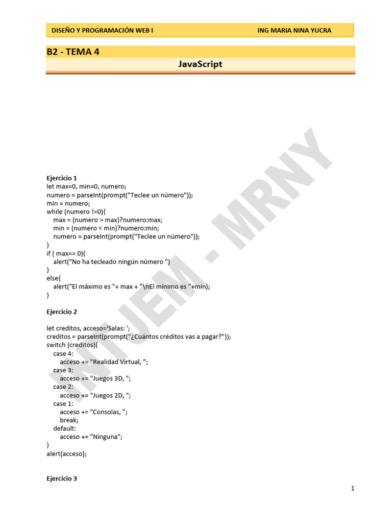 Ejercicios de JavaScript para Recuperación | PDF | Informática | Software