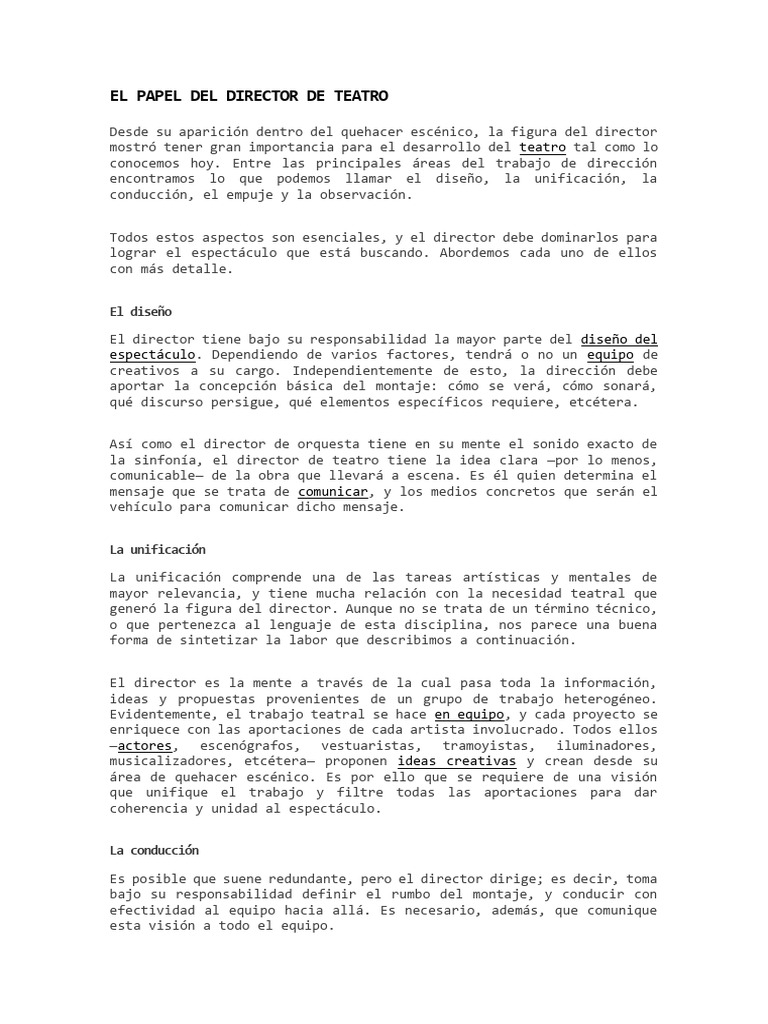 Importancia del Director de Teatro | PDF | Teatro | Diseño