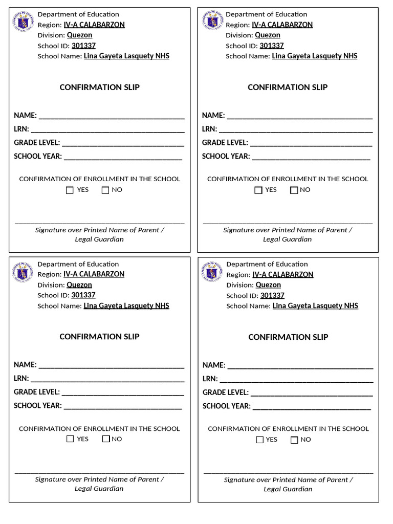 Enrollment Confirmation Slip | PDF | Authentication