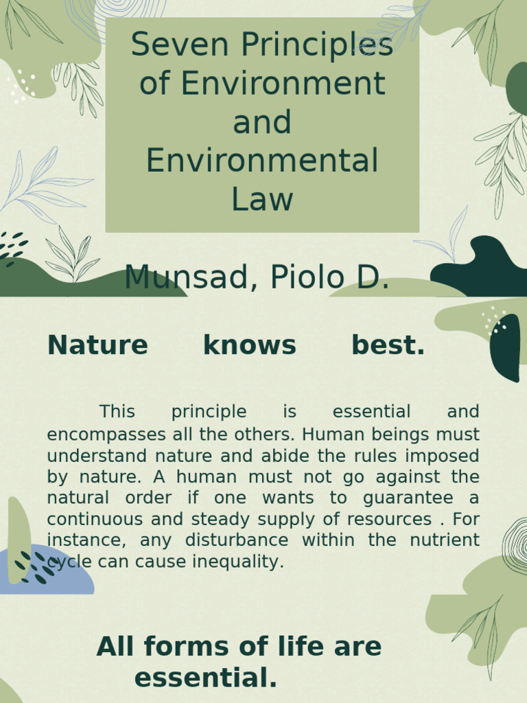 L2-Seven Principles of Environment and Environmental Law | PDF | Waste ...