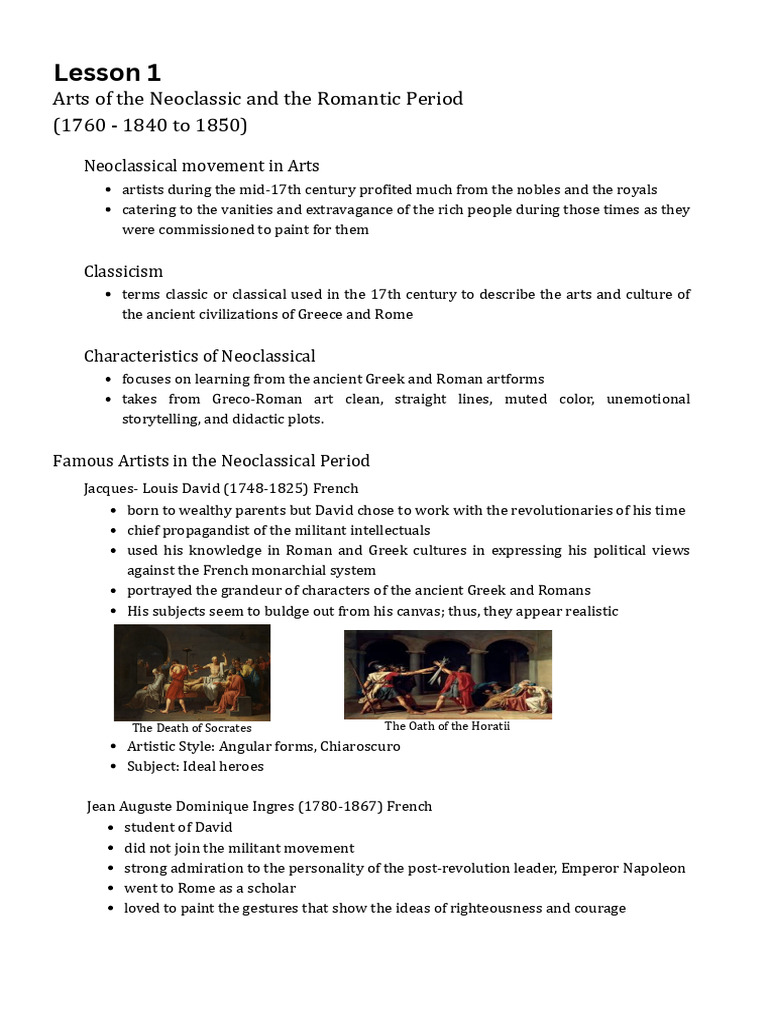 Neoclassic and Romantic Art Overview | PDF | Romanticism | Greek Mythology