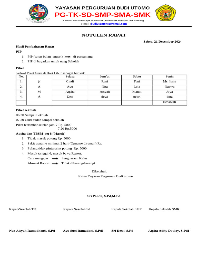 Hasil Rapat Notulen | PDF