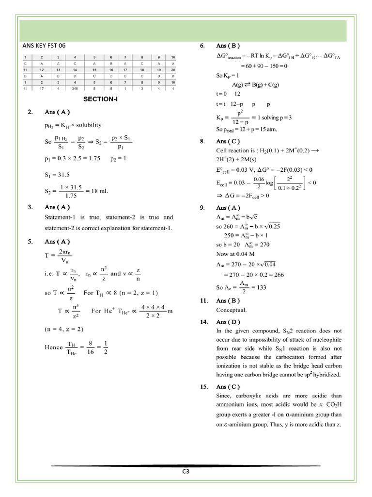 FST-06 Ans Key | PDF
