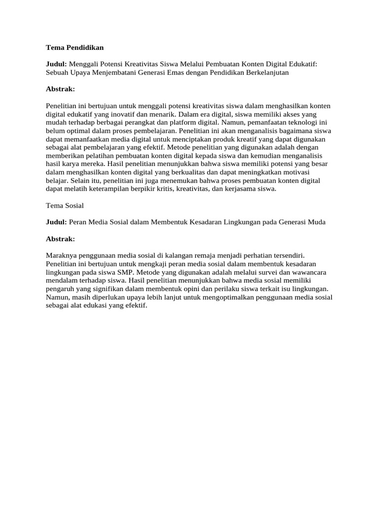 Contoh Ide Abstrak LKTI | PDF