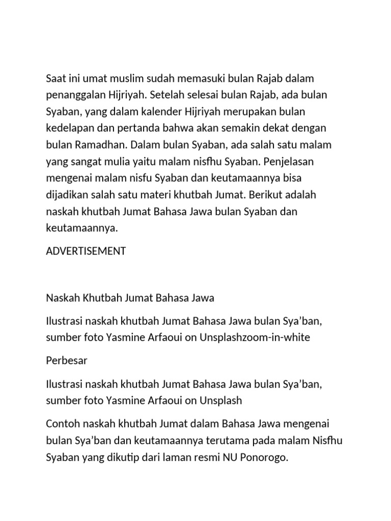 Khutbah Jumat Jawasya'ban | PDF