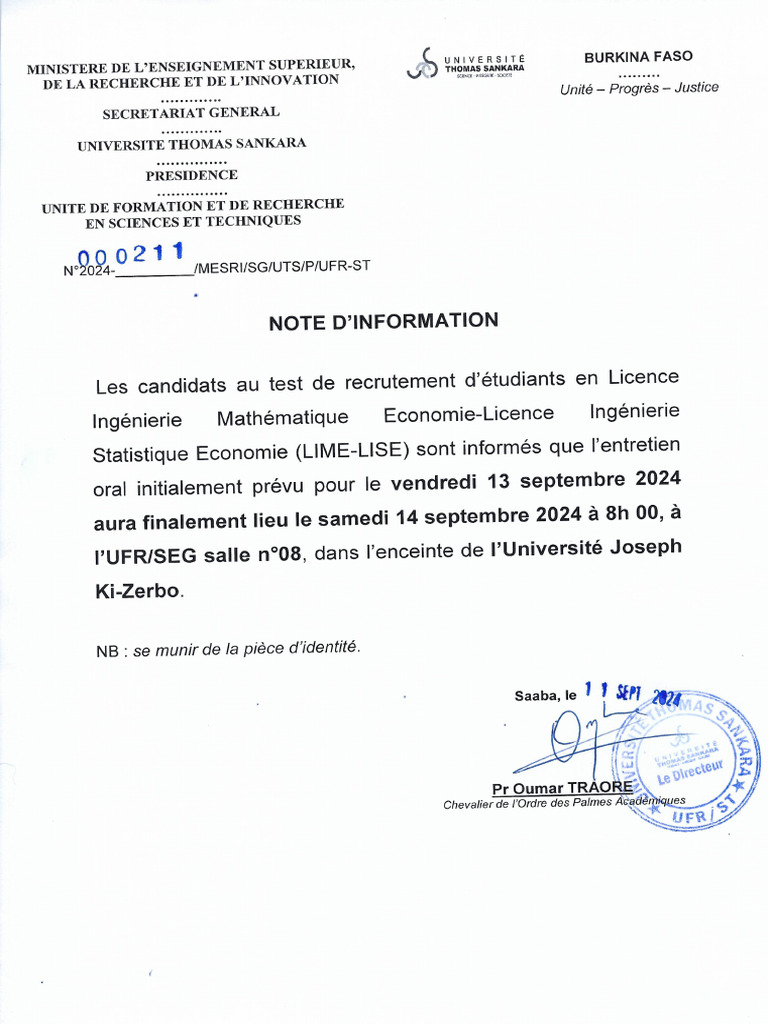 Note d'Information 1 | PDF