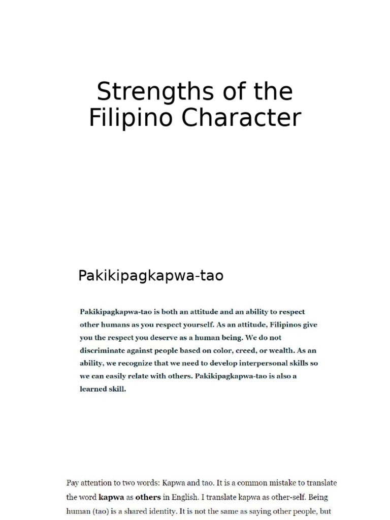 les 9. Strengths of the Filipino Character | PDF | Family | Humour