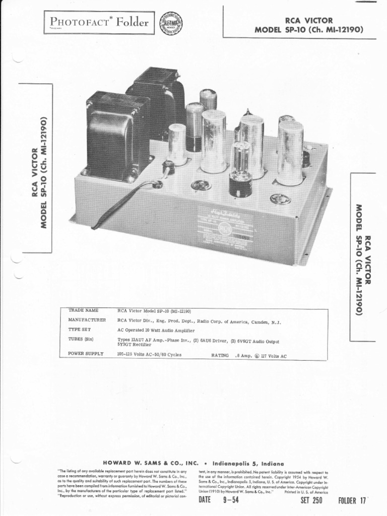Sams 250-17 Rca SP-10 Mi-12190 | PDF | Manufactured Goods | Power ...