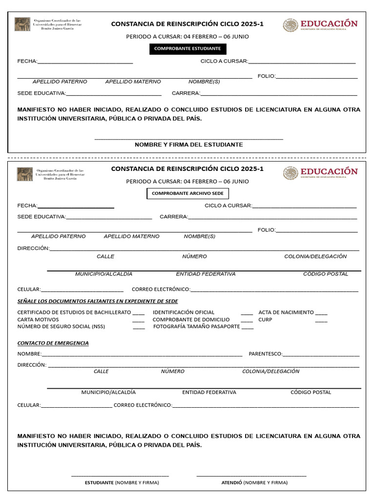 CONSTANCIA DE REINSCRIPCIÓN CICLO 2025-1_MEDICINA (1) | PDF | Gobierno ...