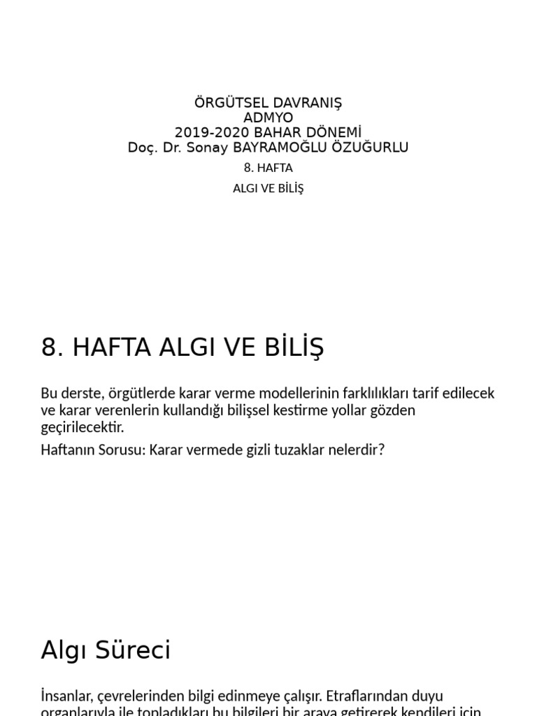 8. HAFTA_ ALGI ve BİLİŞ | PDF