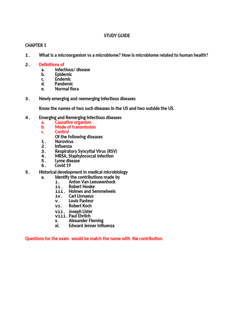 Bio 208 Study Guide Chapter 1 Spring 25-2 | PDF | Microorganism ...
