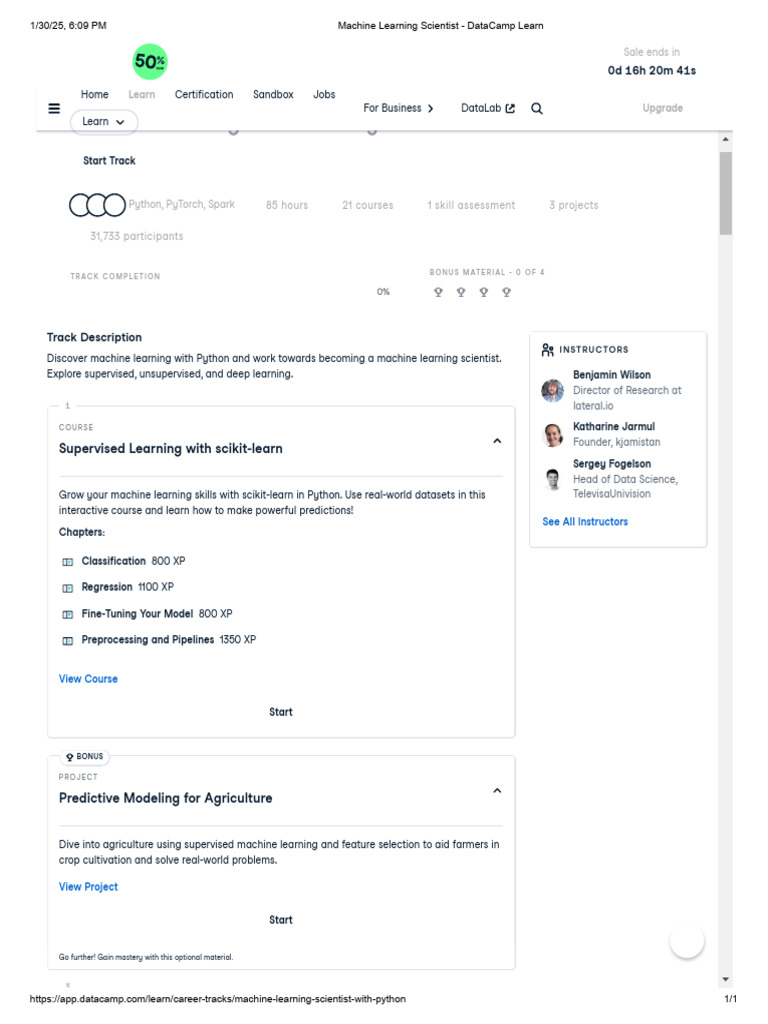 Machine Learning Scientist - DataCamp Learn | PDF | Machine Learning | Cognitive Science