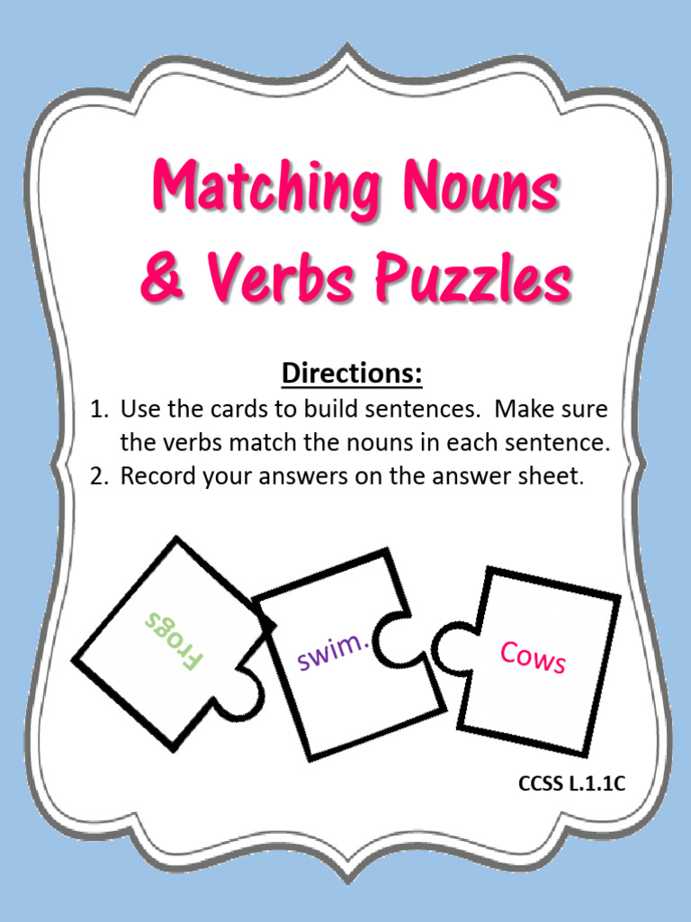Noun-Verb Puzzles for Kids | PDF