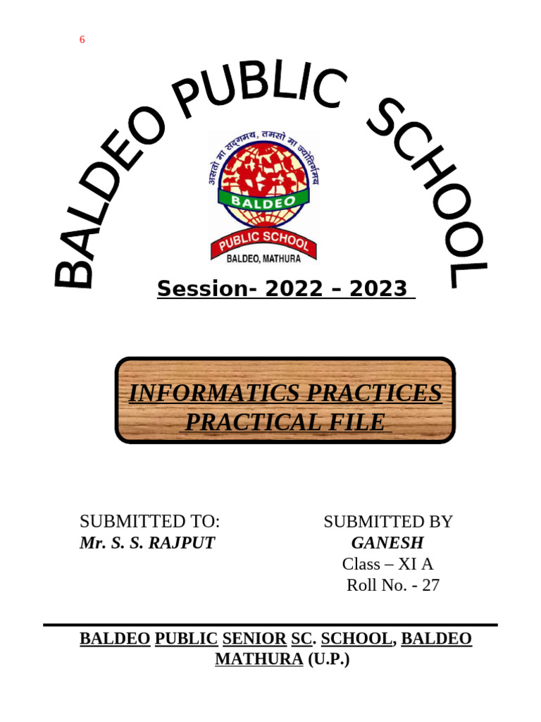 Informatics Practices Practical File XI A | PDF