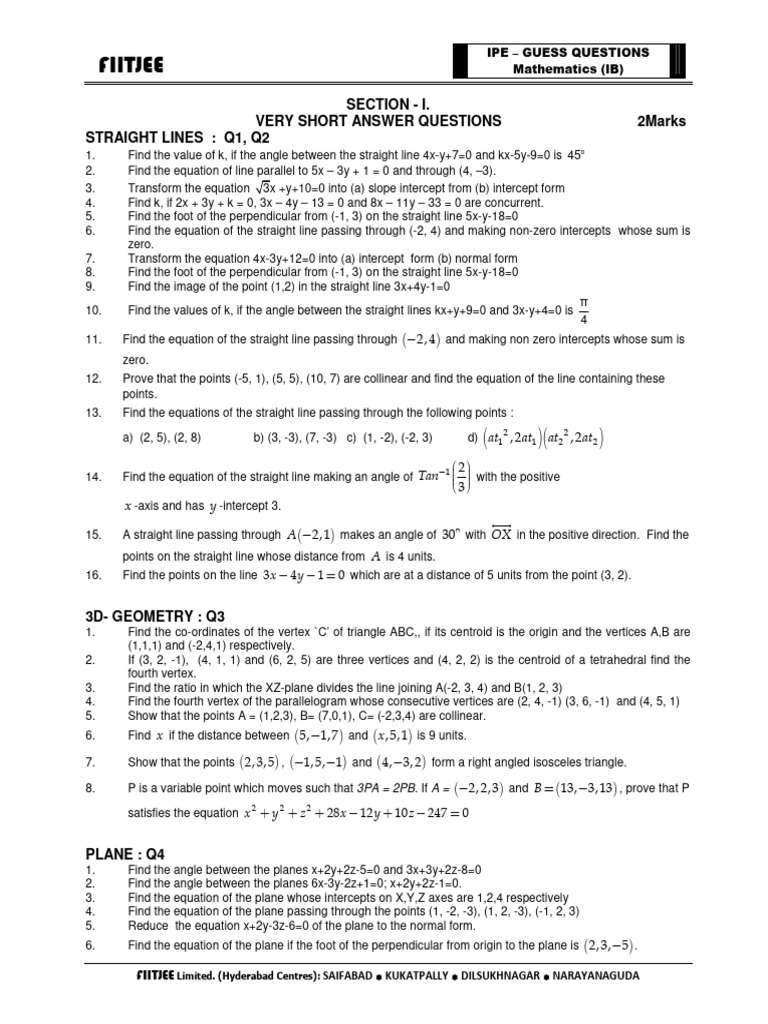 IB MATHEMATICS Imp Questions 2025-MRK | PDF | Line (Geometry) | Function (Mathematics)