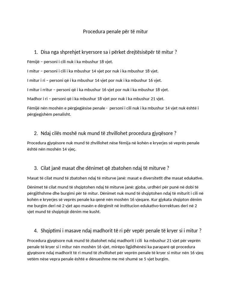 Procedura Penale Për Të Mitur | PDF