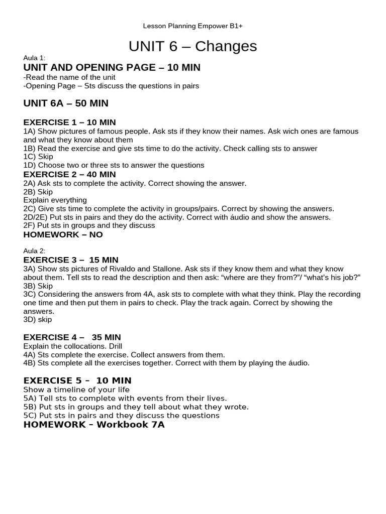 Lesson Planning Empower B1 | PDF