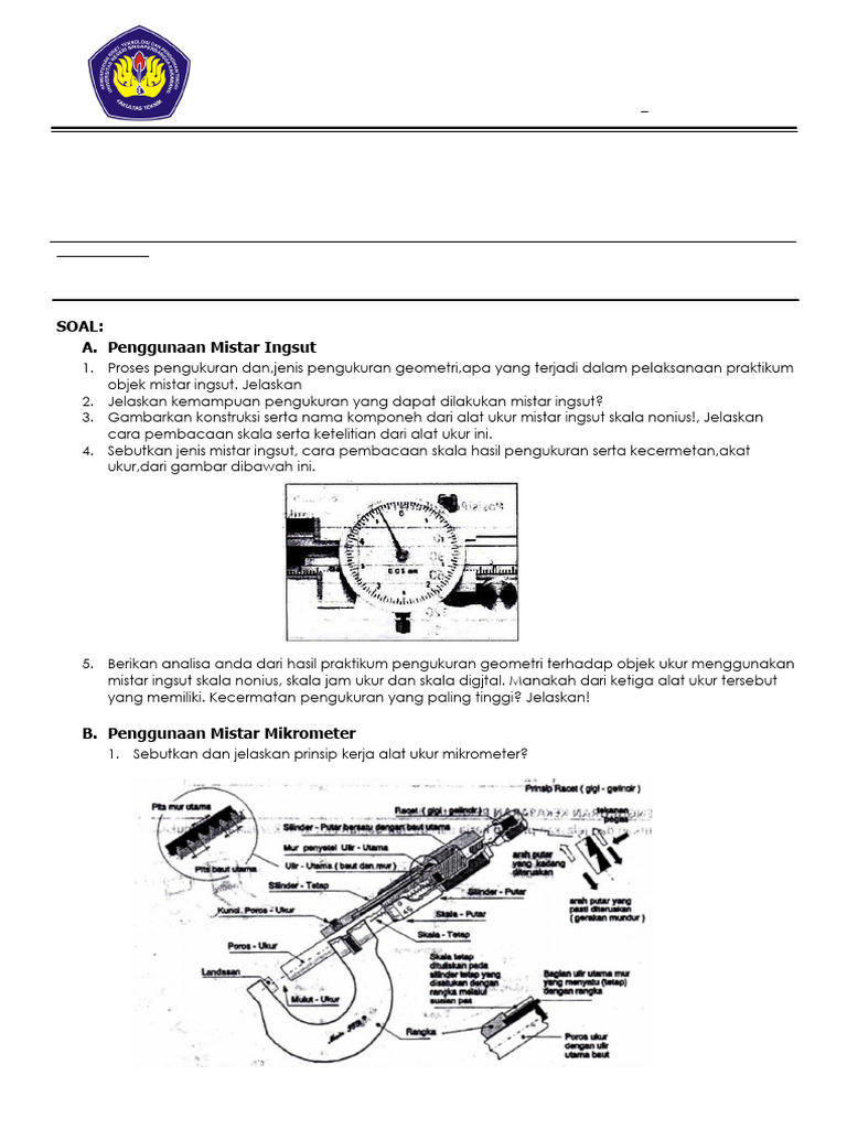 Soal Tugas 4 Metrologi Dan Alat Bantu | PDF